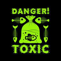 Toxic fish in bag skeleton warning danger Vector Image