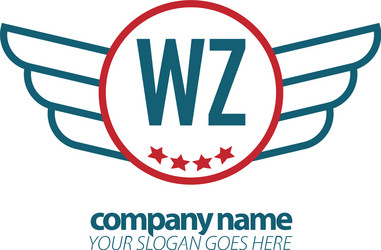 Initial letter zw wing logo design template Vector Image