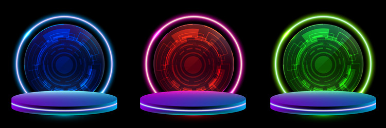 3d realistic technology digital cyberpunk podium Vector Image