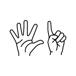 Five number hand gesture line icon Royalty Free Vector Image