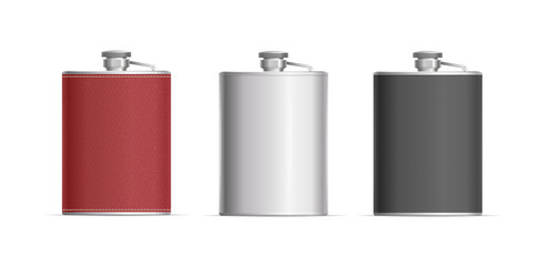 Set different drinking hip flasks drawing Vector Image