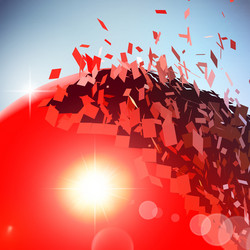 Red 3d ball exploded into pieces Royalty Free Vector Image