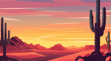 Sunset at desert landscape abstract art Royalty Free Vector