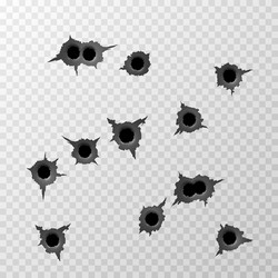Bullet holes gun shot ragged marks gunshot Vector Image