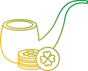 Coin with clover smoking pipe Royalty Free Vector Image