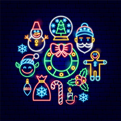 Christmas neon concept Royalty Free Vector Image