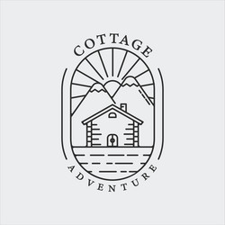 Cabin cottage house logo line art template Vector Image