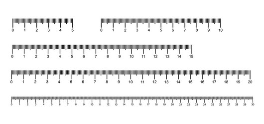 Realistic various brushed metal rulers Royalty Free Vector