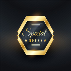 Golden offer label and badge design Royalty Free Vector