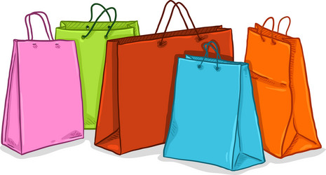 Cartoon set of yellow shopping bags Royalty Free Vector
