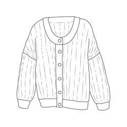Green cardigan hand drawn Royalty Free Vector Image