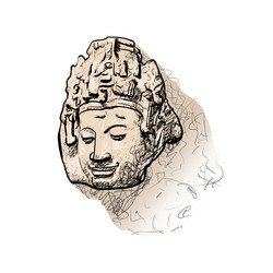Drawing of bodhisattva avalokiteshvara statue Vector Image