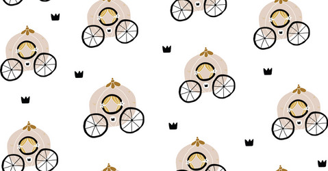 Hand drawn cinderella seamless pattern - chariots Vector Image
