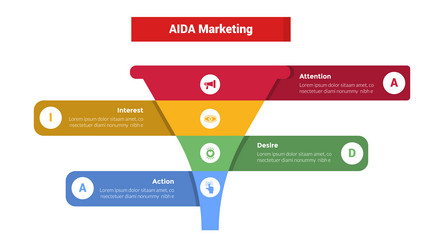 Aida marketing funnel infographics template Vector Image