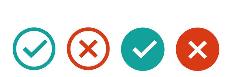 Set of flat round check mark exclamation point x Vector Image Set of flat round check mark exclamation point x Vector Image