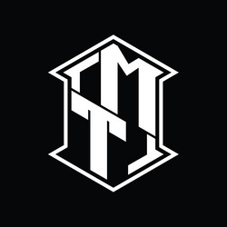 Mt letter logo monogram hexagon shape Royalty Free Vector