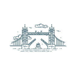Tower bridge hand-drawn comic Royalty Free Vector Image