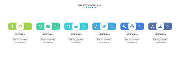Horizontal progress bar featuring 6 arrow-shaped Vector Image