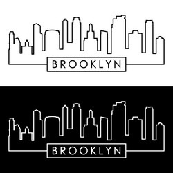 One single line drawing brooklyn bridge landmark Vector Image