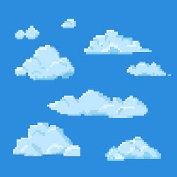 Flat design pixel art cloud Royalty Free Vector Image