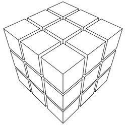 Wireframe mesh outline cube Royalty Free Vector Image