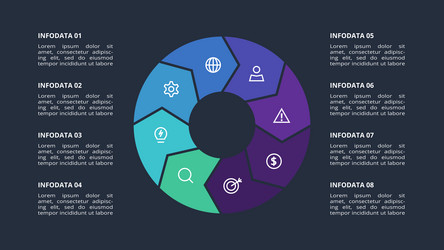 Circle dark infographic with 8 elements template Vector Image