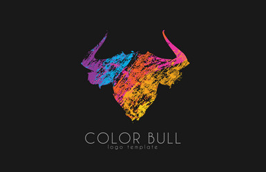 Color bull realistic composition Royalty Free Vector Image