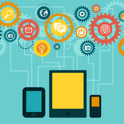 Mobile app development infographics Royalty Free Vector