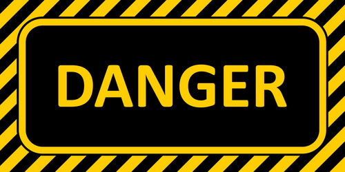 Warning sign banner danger striped frame Vector Image