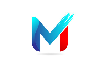 Blue red m alphabet letter logo icon for company Vector Image