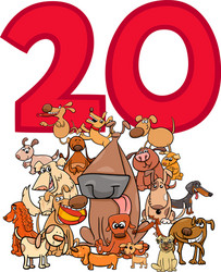 Number eighteen and cartoon rabbits group Vector Image