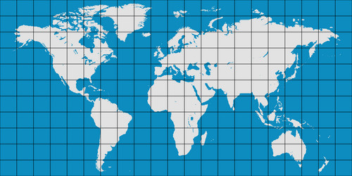 World map with coordinate grid Royalty Free Vector Image