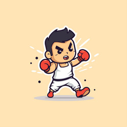 Boy kick boxer cartoon character isolated Vector Image