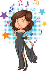 Female singer cartoon character Royalty Free Vector Image