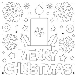 Merry christmas coloring page black and white Vector Image