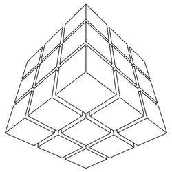 Wireframe mesh outline cube Royalty Free Vector Image