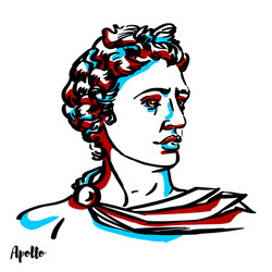 Apollo belvedere sculpture glitch red modern Vector Image