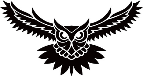 Flying owl with open wings and claws logo mascot Vector Image