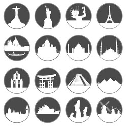 Button famous places in the world Royalty Free Vector Image
