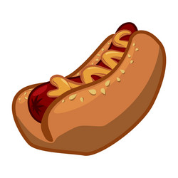 Hot dog in bun with mustard on top Royalty Free Vector Image