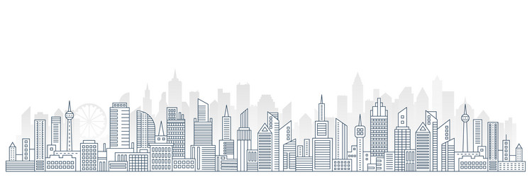 City landscape line panorama template with flat Vector Image