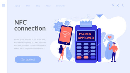 Nfc connection concept landing page Royalty Free Vector