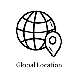 Global location fill outline icon design Vector Image