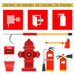 Cartoon collection of fire equipment Royalty Free Vector