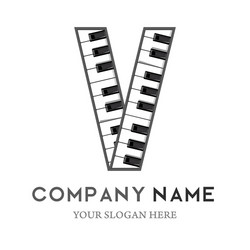 Decorative music note letter v Royalty Free Vector Image
