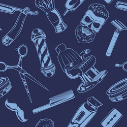 Grunge barber pattern with barbershop pole stripes
