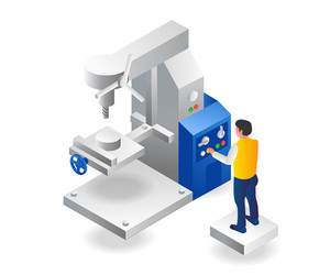 Male operator is running a cnc lathe Royalty Free Vector