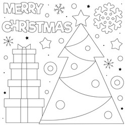 Merry christmas coloring page black and white Vector Image