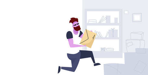 Postman carrying holding envelopes mailman Vector Image