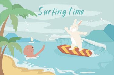 Bunny Surfing Rabbits Vector Images (30)